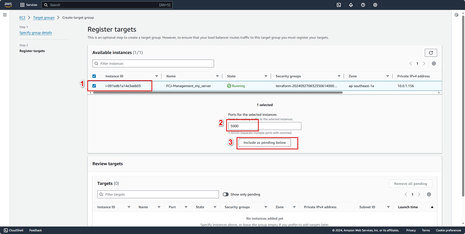 Create Target Group :: DEPLOYING FCJ MANAGEMENT APPLICATION WITH AUTO SCALING GROUP.