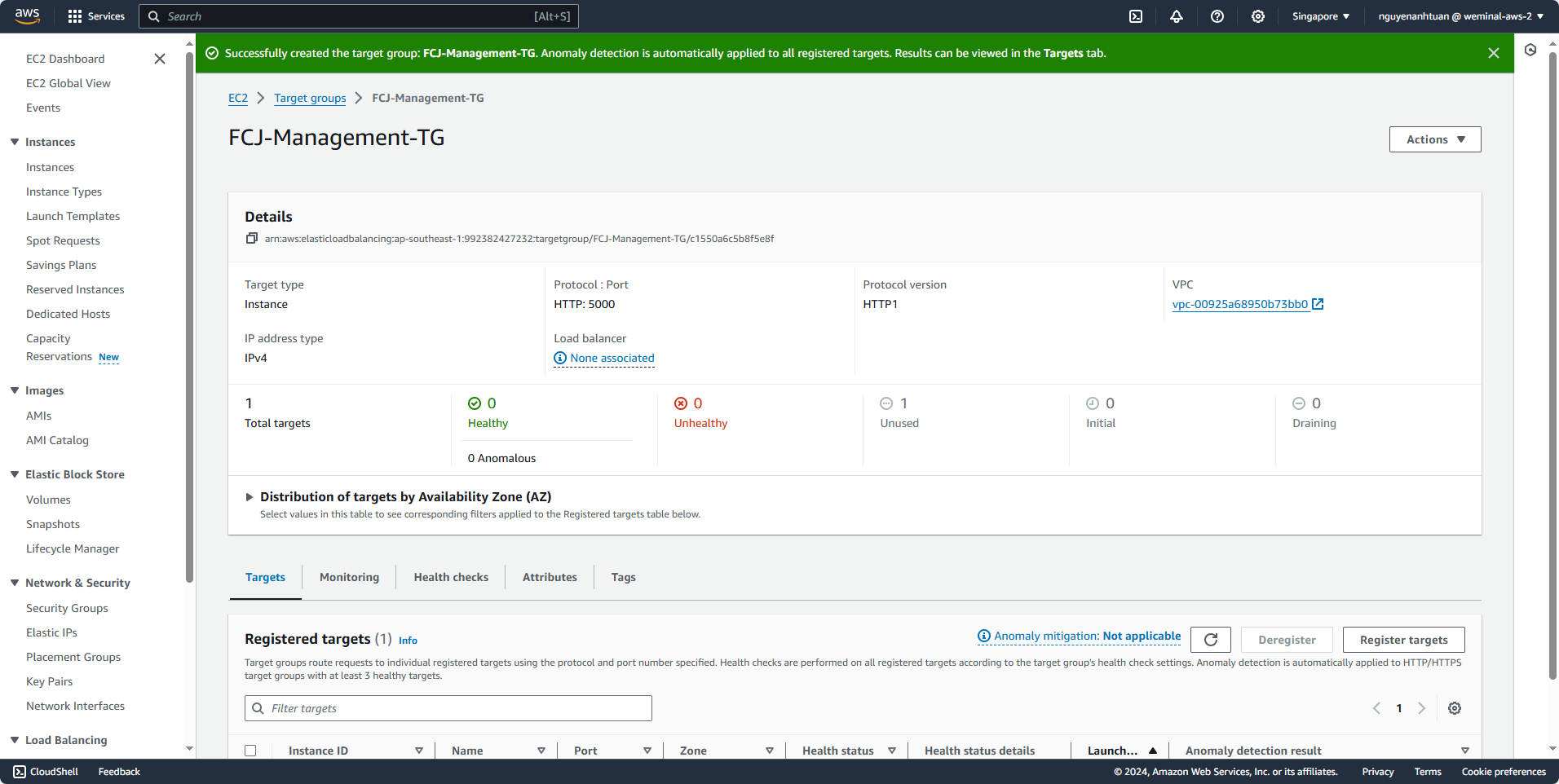Create Target Group :: DEPLOYING FCJ MANAGEMENT APPLICATION WITH AUTO SCALING GROUP.
