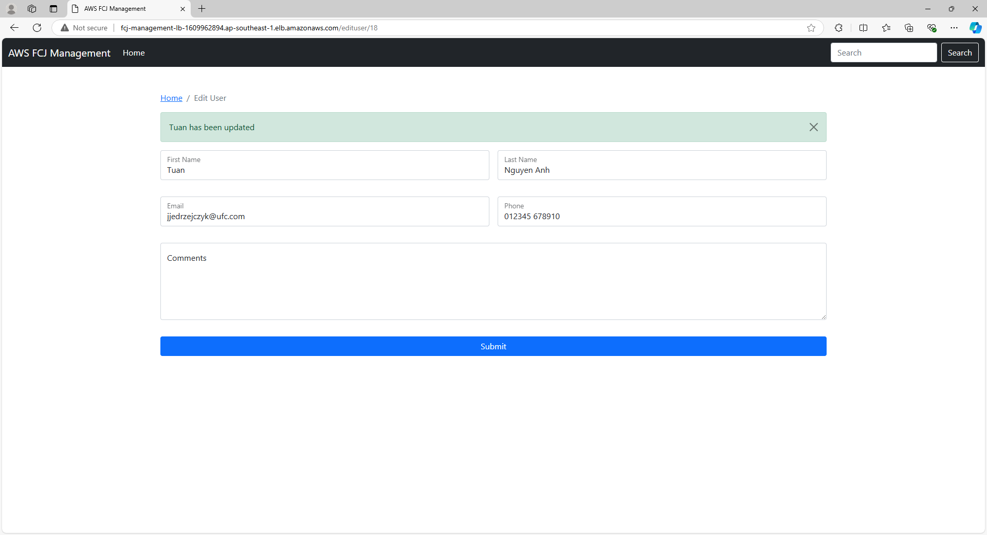 Test Manual Scaling Solution Deploying Fcj Management Application With Auto Scaling Group